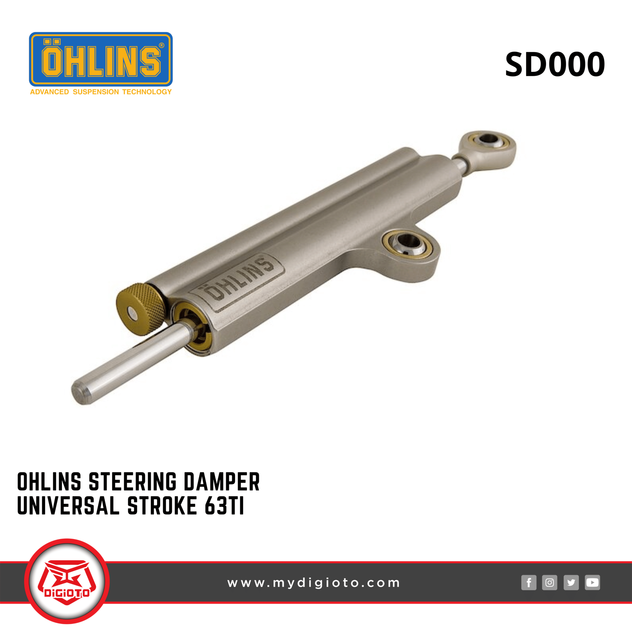 Ohlins Steering Damper UNIVERSAL STROKE 63Ti